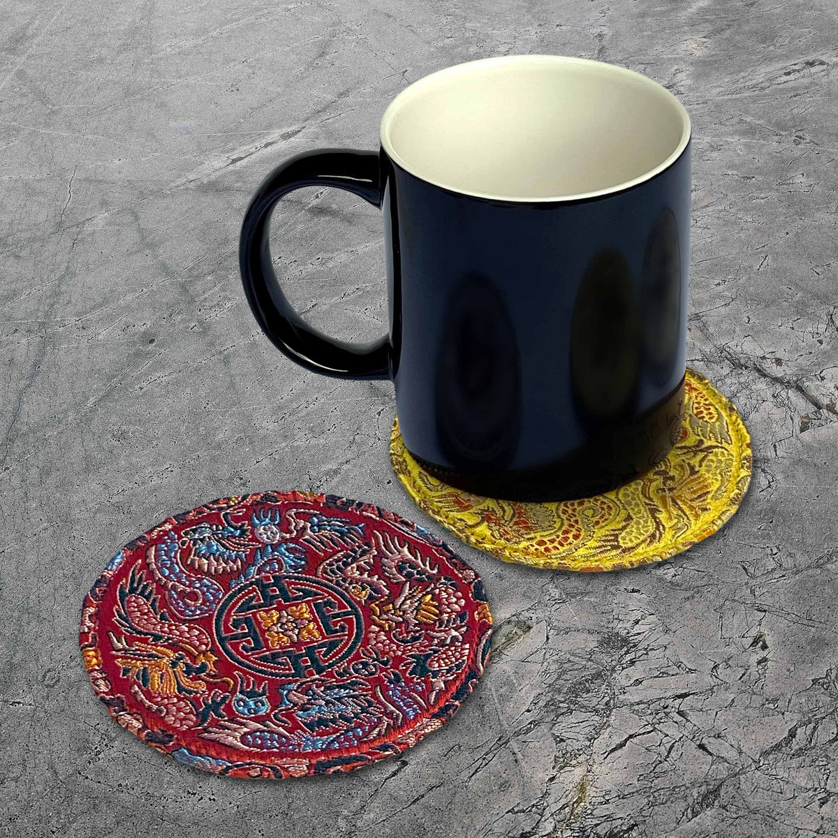 Embroidered Coaster 10cm, Gold – Goods of Desire