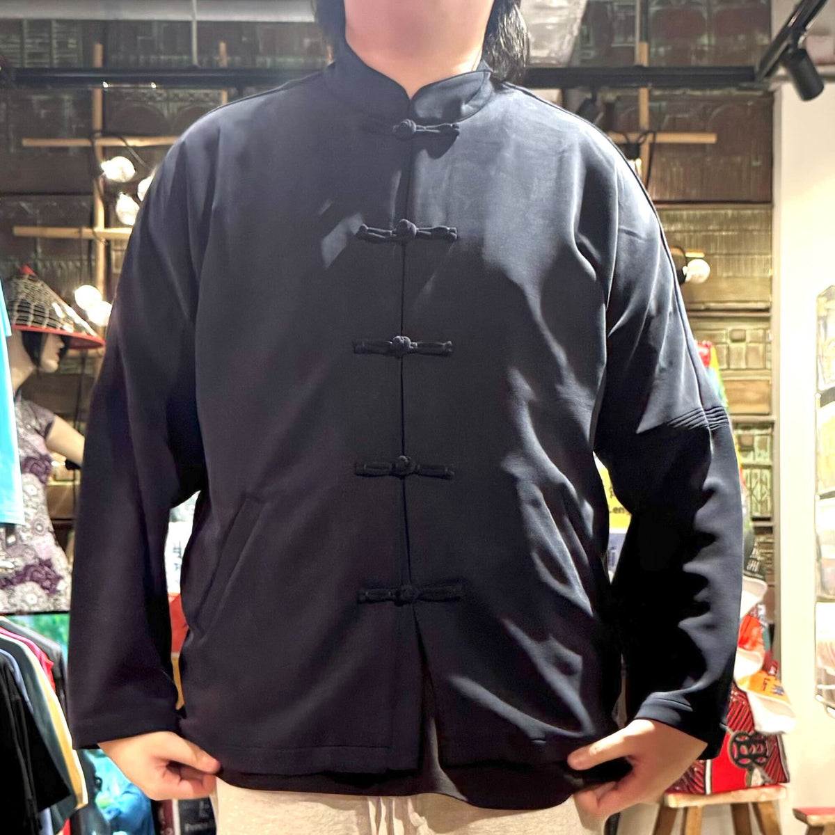 Viscose Knot Button Welt Pocket Jacket, Navy – Goods of Desire