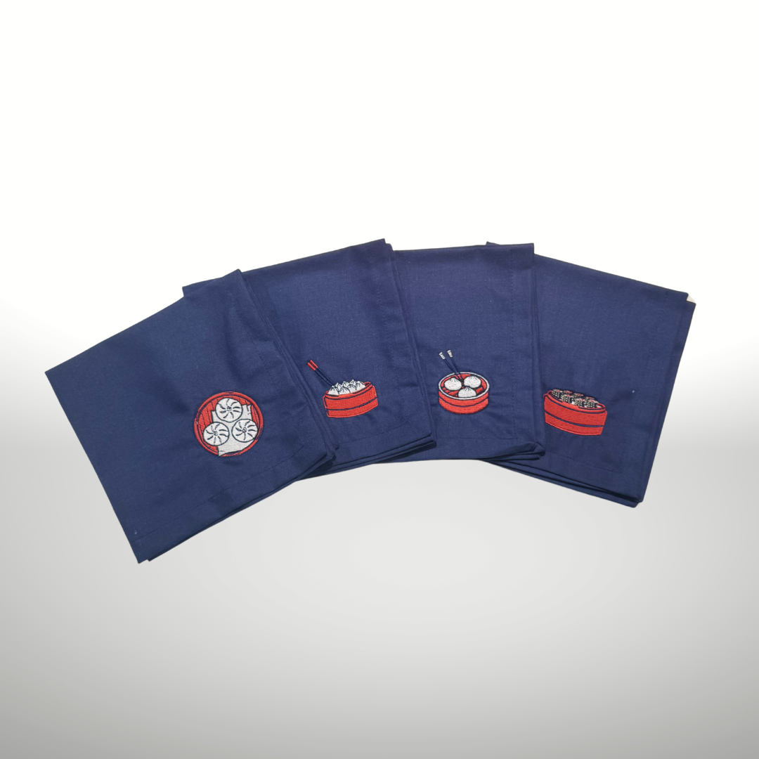 Embroidered Napkin Set By Zest of Asia, Dim Sum (Navy) – Goods of Desire