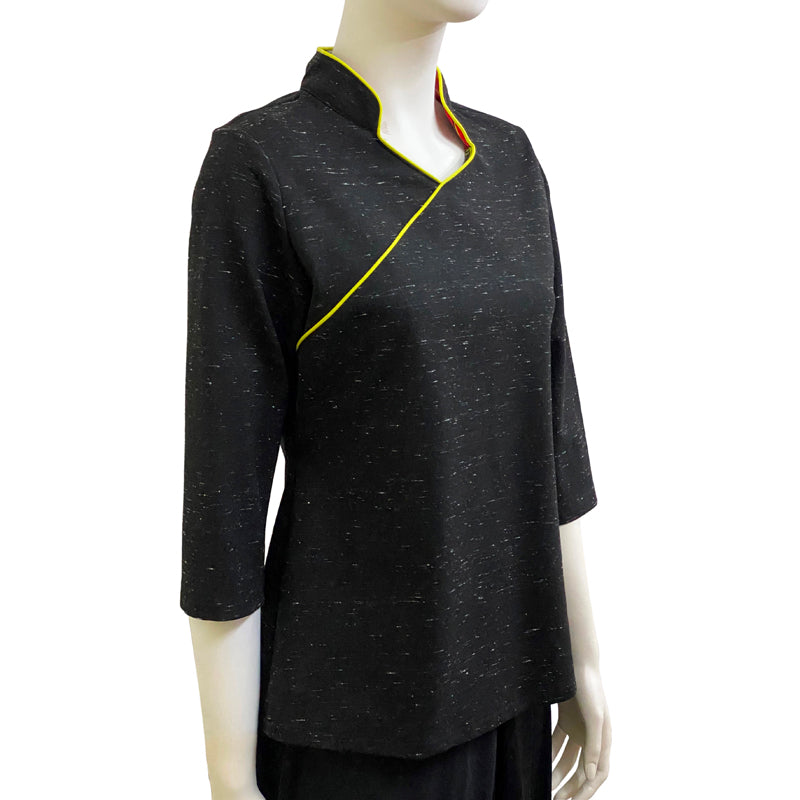 3/4 Sleeve Cross Panel Block Top, Black – Goods of Desire